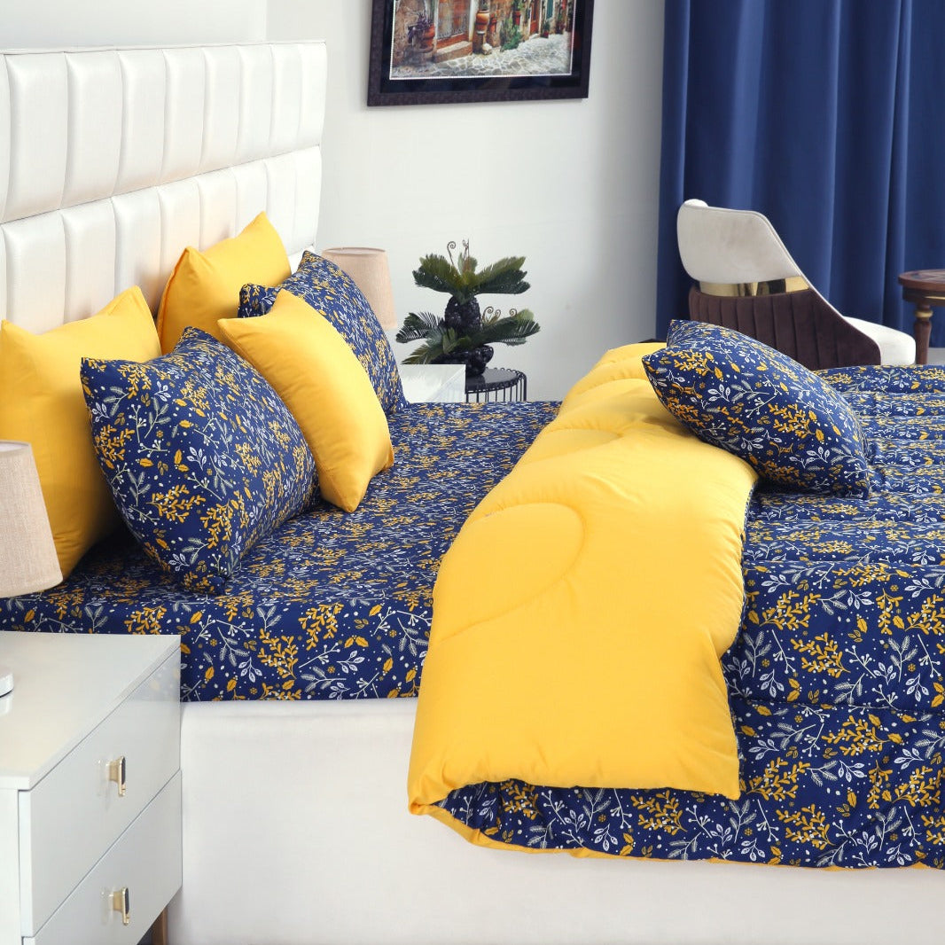 5 PCs Single Comforter Set-Daffodils – Apricot